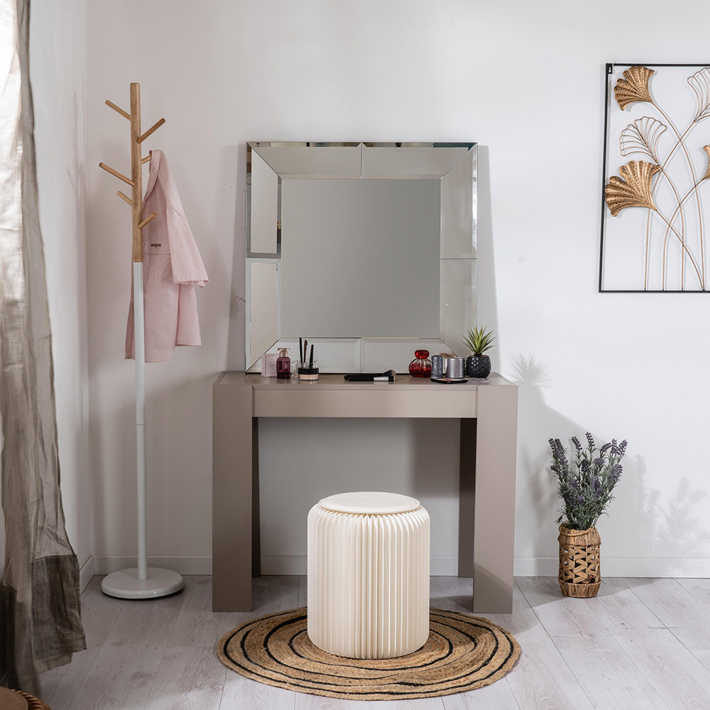 Specchiera Quadrata da Parete in Mdf e Vetro con Ganci