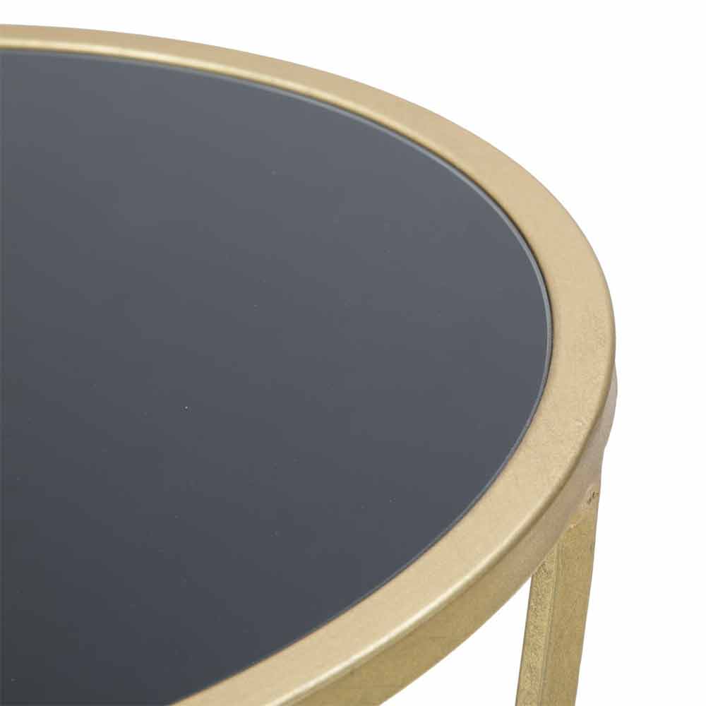 Tavolo Porta Telefono Rotondo in Ferro e Vetro di Design