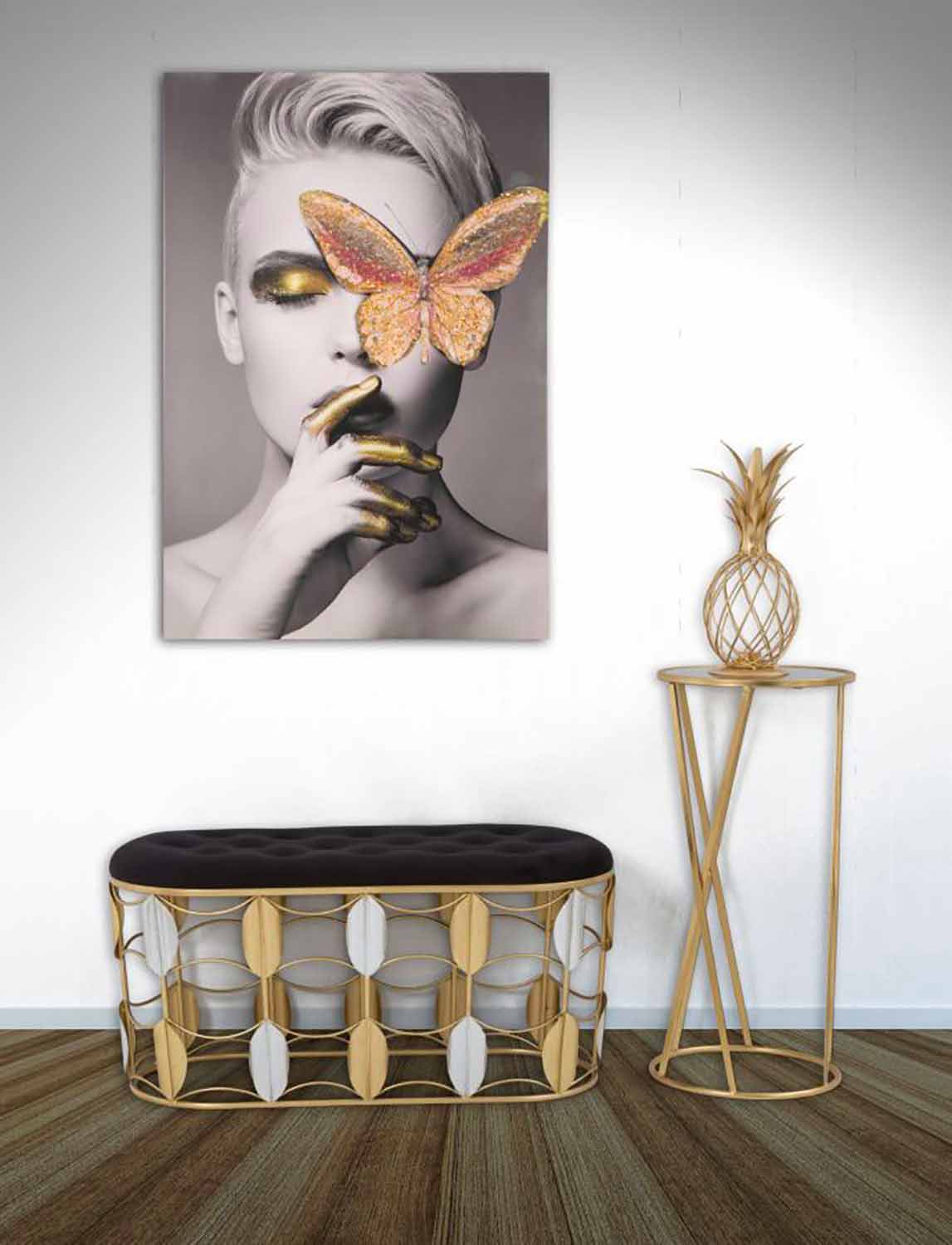 Tavolo Porta Telefono Rotondo in Ferro e Vetro di Design