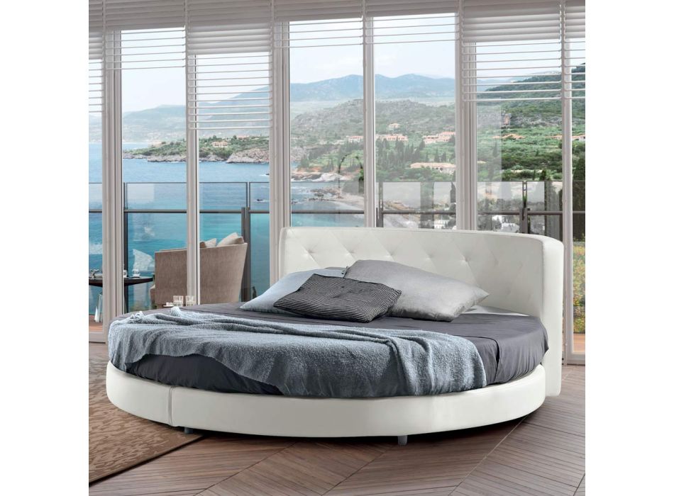Letto Matrimoniale Tondo in Ecopelle di Design Moderno - Faenza
