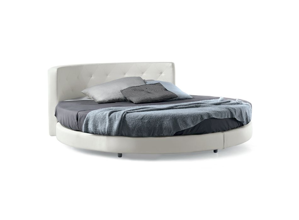 Letto Matrimoniale Tondo in Ecopelle di Design Moderno - Faenza