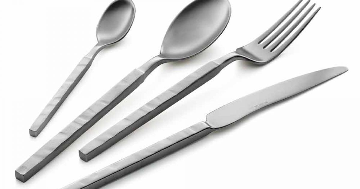 24 Posate di Design in Acciaio Lucido o Sabbiato Stile Moderno