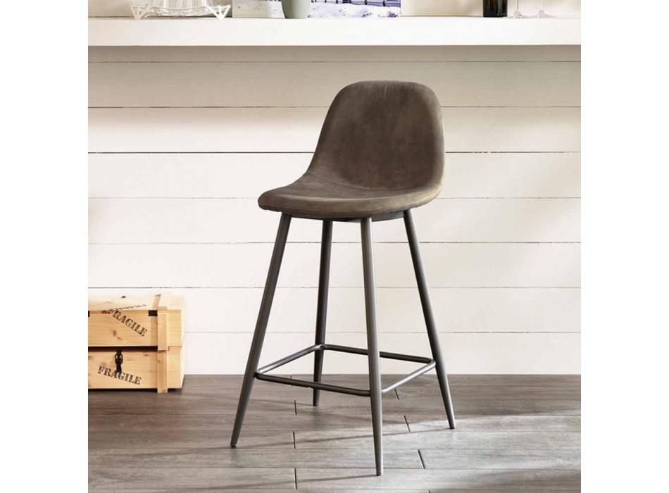 Sgabello in similpelle e metallo design moderno Gino