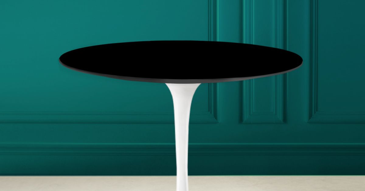 Tavolino da Salotto Rotondo in Ceramica Nero Assoluto